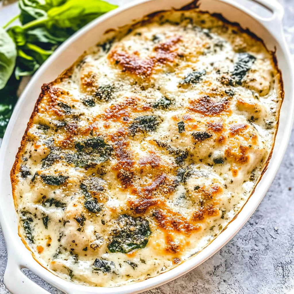 Cheesy Spinach Chicken Bake
