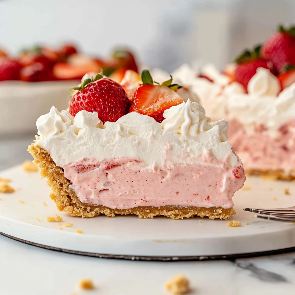 Delightful Strawberry Marshmallow Cream Pie